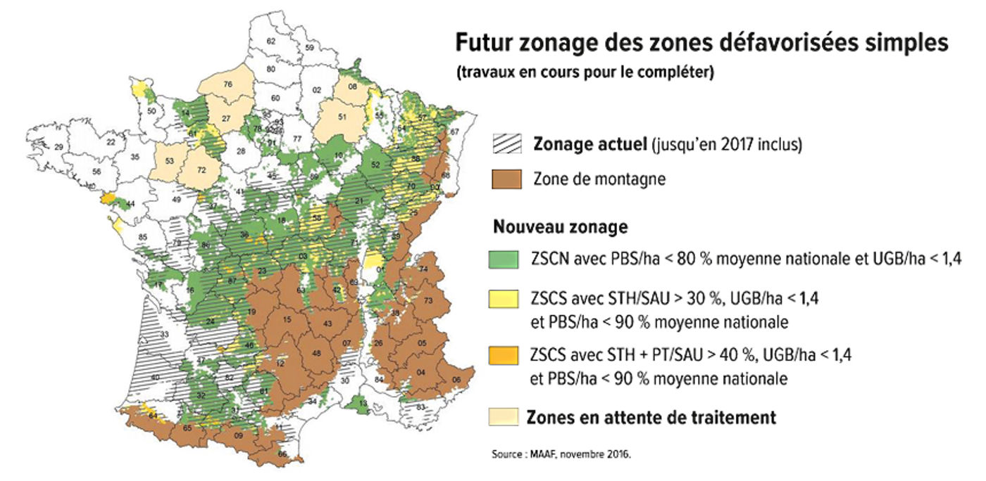Zones défavorisées : Premier agrandissement du zonage