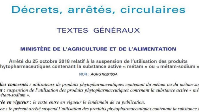 Phytos : 3 mois de suspension pour le métam-sodium