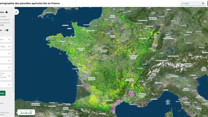 Cartographie : Trouver les parcelles en bio en France